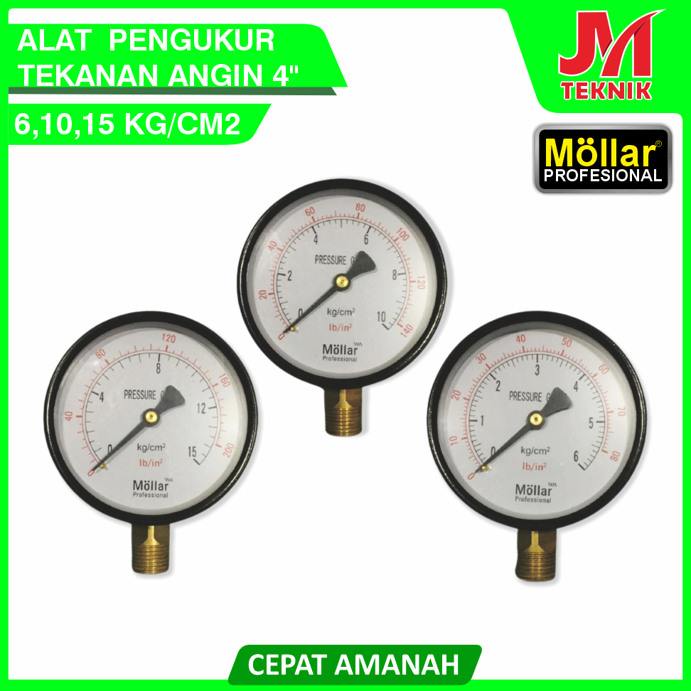 Jual MOLLAR Manometer 4" Alat Ukur Pengukur Tekanan Angin Pressure ...