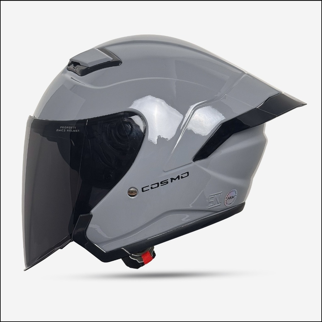 Jual MLA COSMO helm half face solid terbaru dengan kaca visor hitam ...
