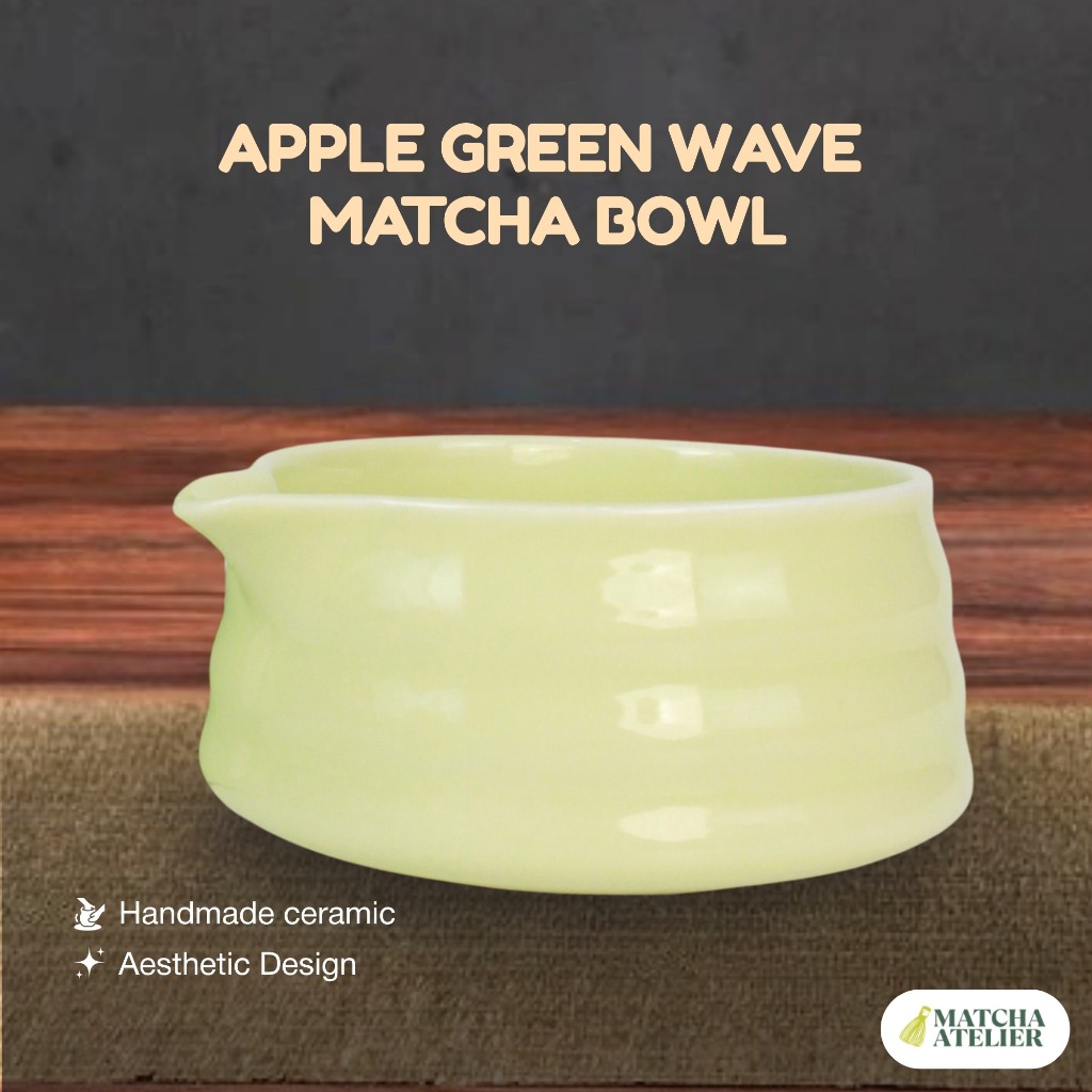 Jual Matcha Atelier Ceramic Matcha Bowl Green Wave - Bowl Mangkuk ...