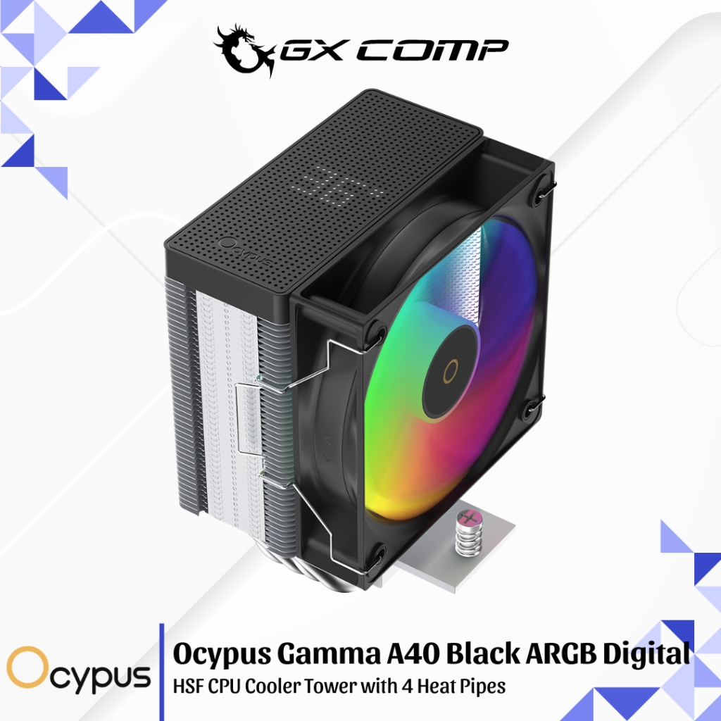 Jual Ocypus Gamma A40 BK Black ARGB Digital HSF CPU Cooler Tower with 4 ...