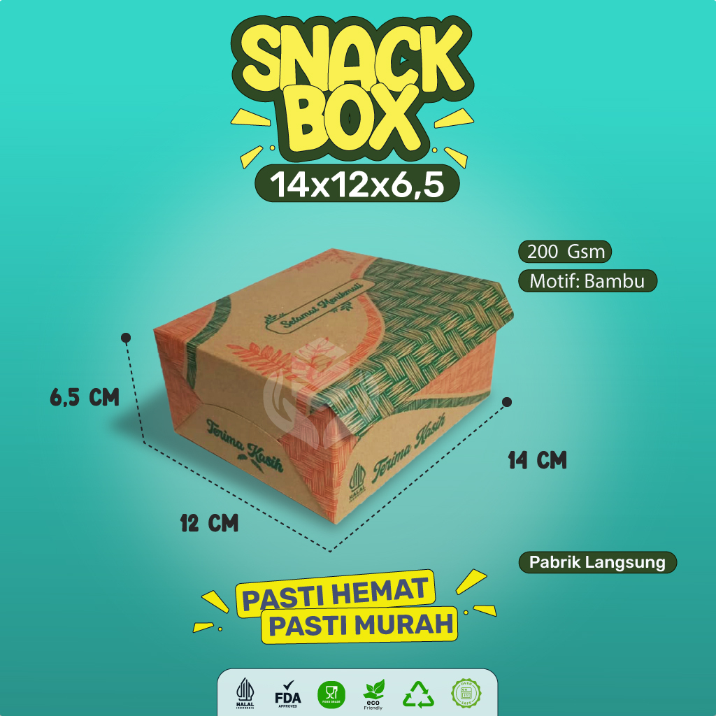 Jual Snack Box 14x12 Box Snack Bahan 200 Gsm (B1K149-14X12) | Shopee ...