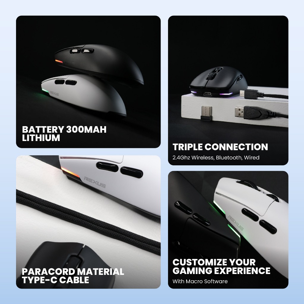 Jual Rexus ARKA IV / RX-115 Mouse Gaming Wireless Triple Connection ...