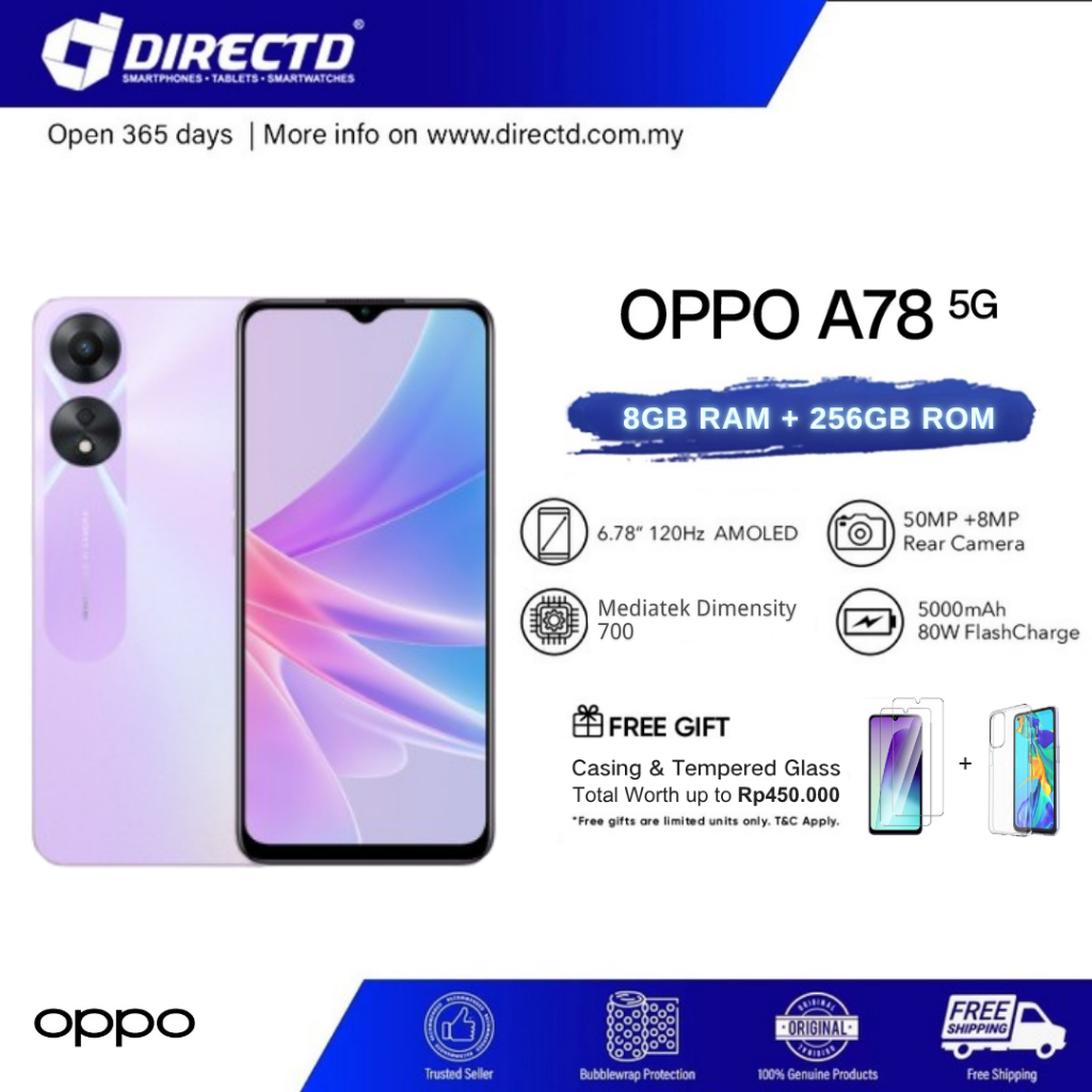 Jual [NEW!] OPPO A78 5G 8GB/256GB [33W SUPERVOOC+5000mAh Battery, RAM ...