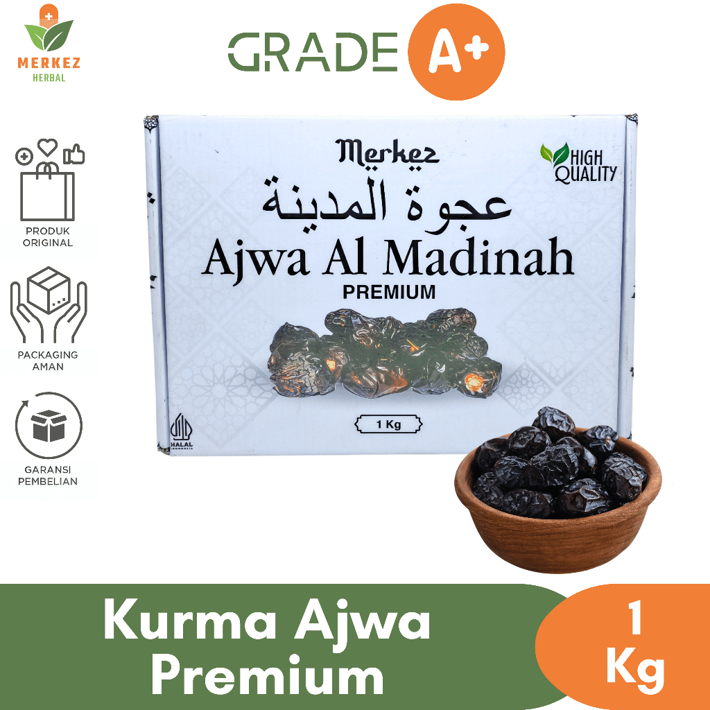 Jual Kurma Korma Ajwa Azwa Nabi 1 Kg Asli 100% Original Madinah Premium ...