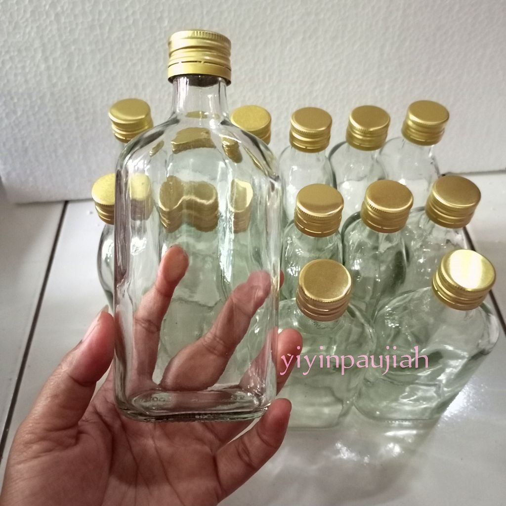 Jual Botol gepeng(isi 4pcs )botol bekas madu botol kaca plus tutup ...