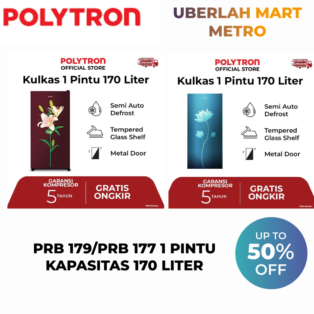 Jual POLYTRON PRB 179/PRB 177 LEMARI ES 1 PINTU KAPASITAS 170 LITER ...