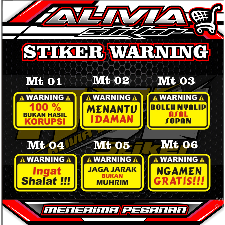 Jual Stiker Warning-Stiker Decal Nyala-Stiker Variasi-Stiker Ukuran ...