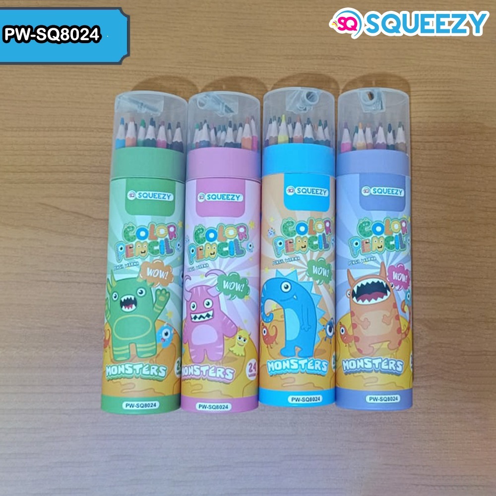 Jual Pensil Warna Tube Squeezy 1 Set 24 Warna + Serutan / Color Pencil ...