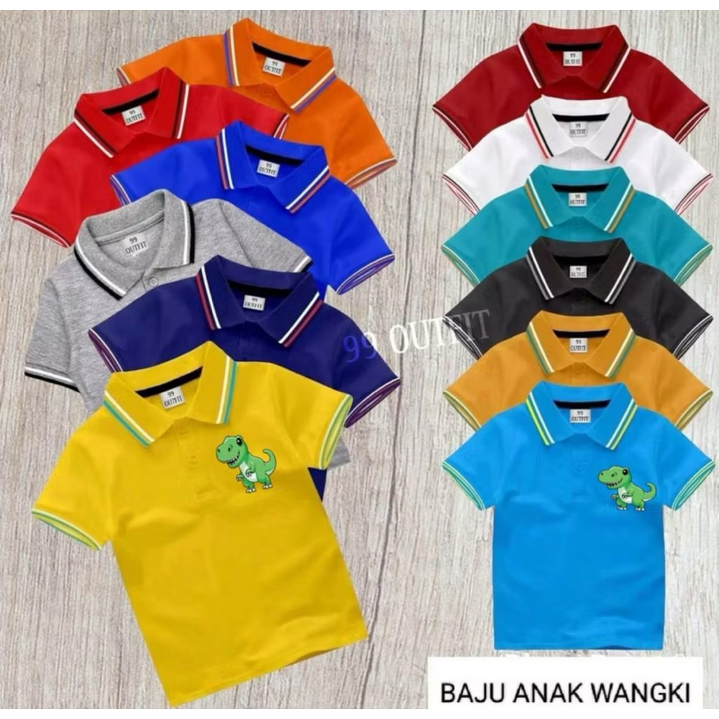 Jual atasan wangky anak unisex kerah polo gambar terviral bisa cod dino ...
