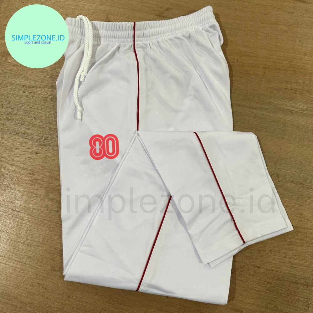 Jual Training Putih Strip Merah Logo 80 Celana Panjang Olahraga Unisex ...
