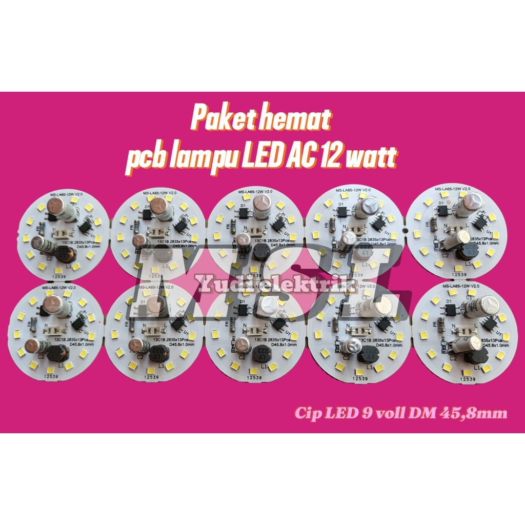 Jual Paket hemat 10 pics pcb lampu LED AC 12 watt kode MSL | Shopee ...