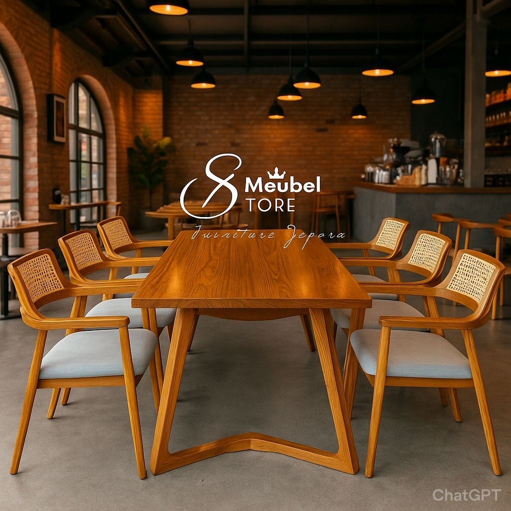 Jual DINNING SET MEJA MAKAN (200x90) KOMBINASI 6 KURSI HIROSHIMA ROTAN, SET MINIMALIS KAYU JATI ...