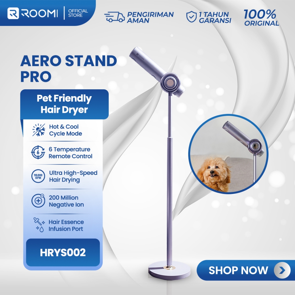 Jual ROOMI Aero Stand PRO HRYS002 Standing Hairdryer with Ultra Highspeed and Smart Temperature ...