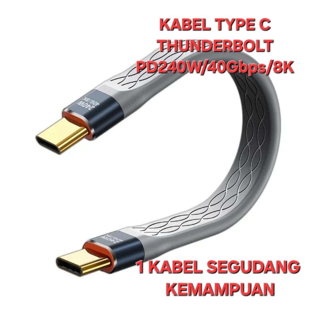 Jual Cable USB4 portable TYPE C to C Thunderbolt PD240w 40GBps 8K 13cm ...