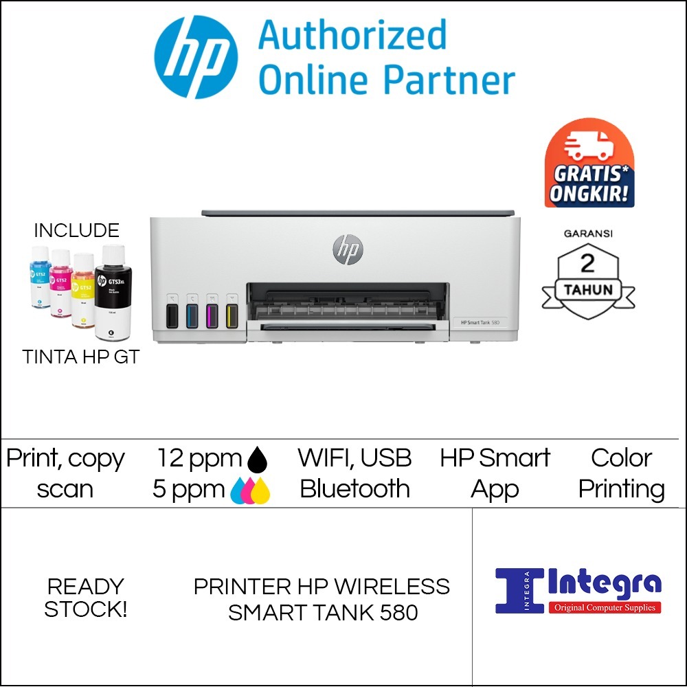 Jual Printer HP Smart Tank 580 Wireless Wifi / Bluetooth Print Scan ...