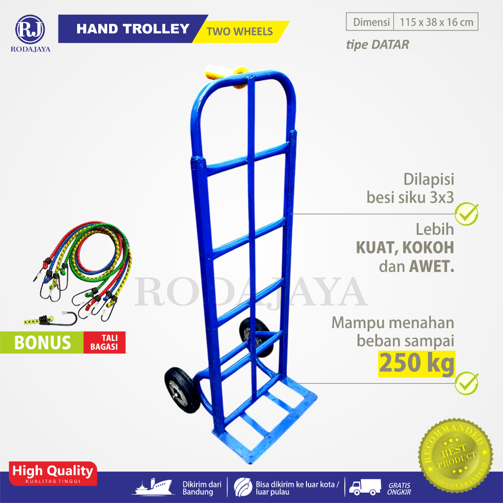 Jual hand trolley / daya tampung beban 250 kg / doubel besi siku / Alat ...