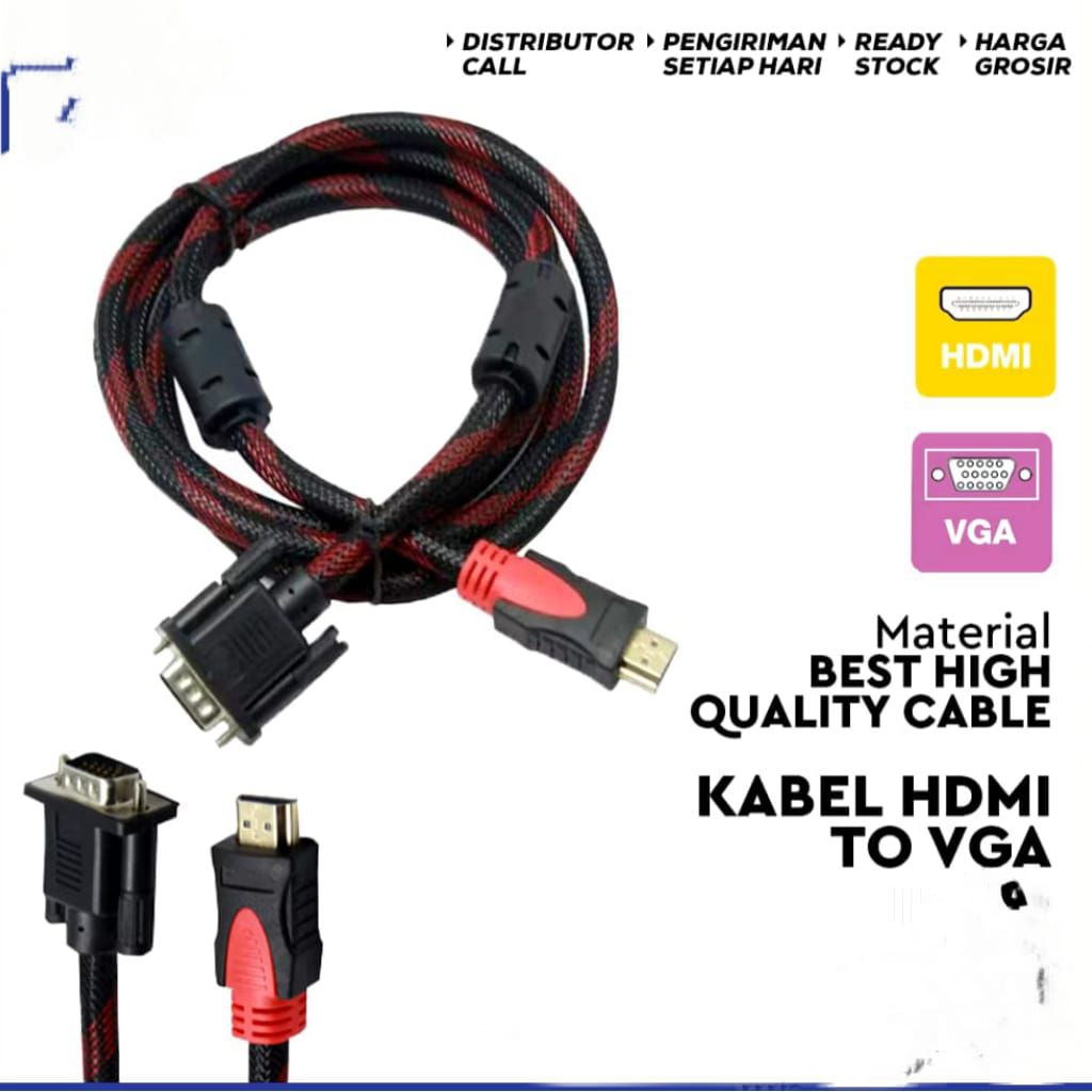 Jual Kabel HDMI to VGA High Quality Cable | Shopee Indonesia