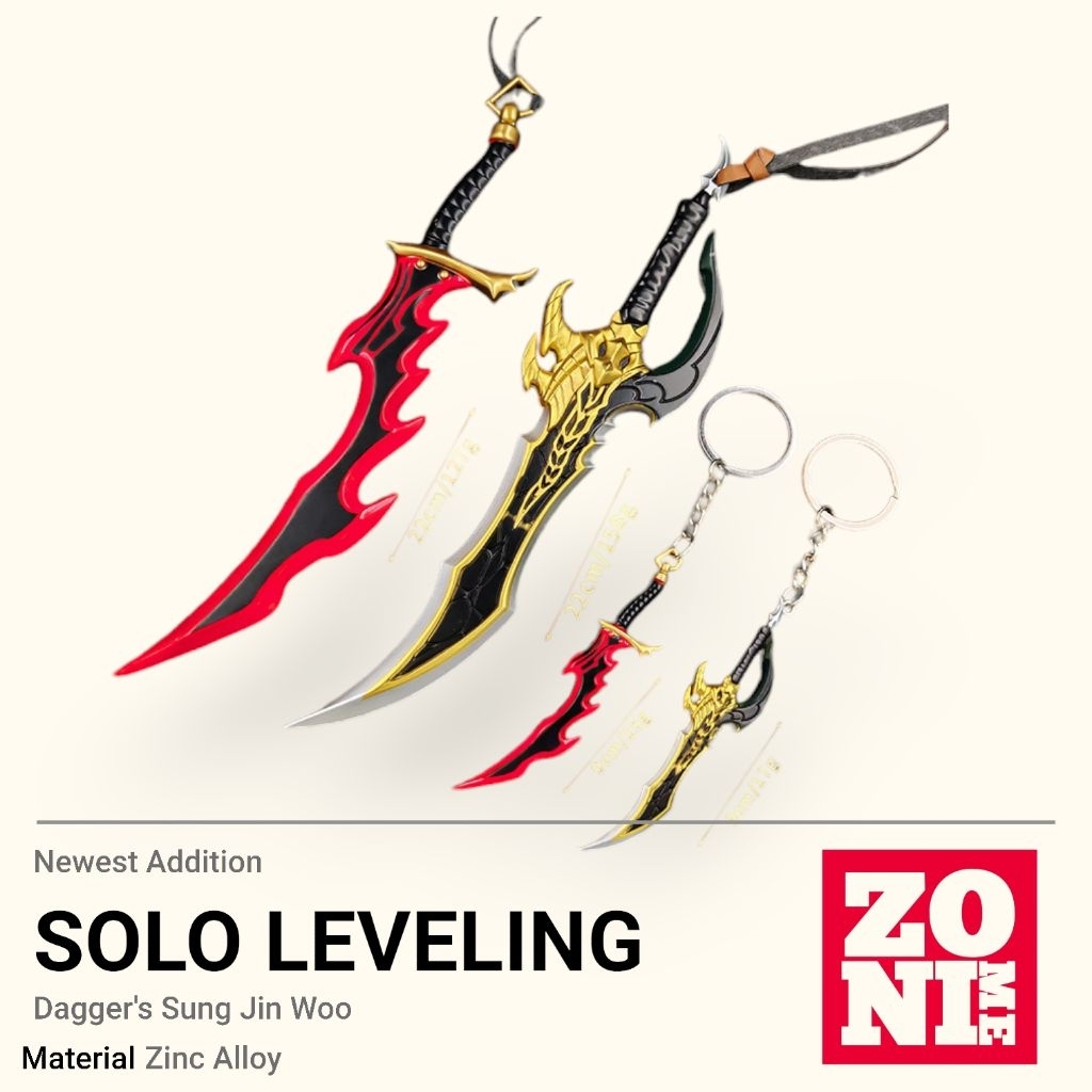 Jual ZONIME Miniatur Dagger Sung Jin Woo Solo Leveling Gantungan Kunci ...