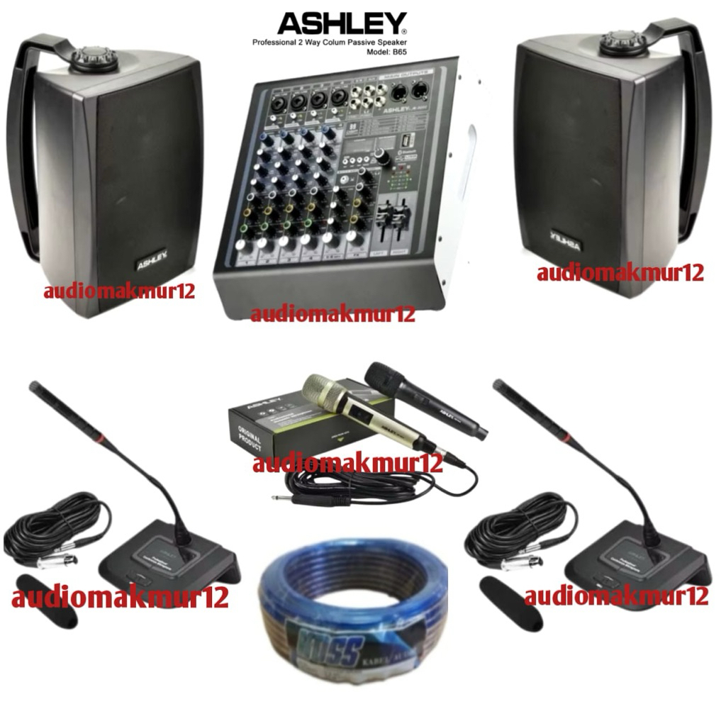 Jual Paket Sound System Ashley Pasif 6,5inch Komplit Mixer Power M6000 Dan Mic Meja /Mic Podium ...