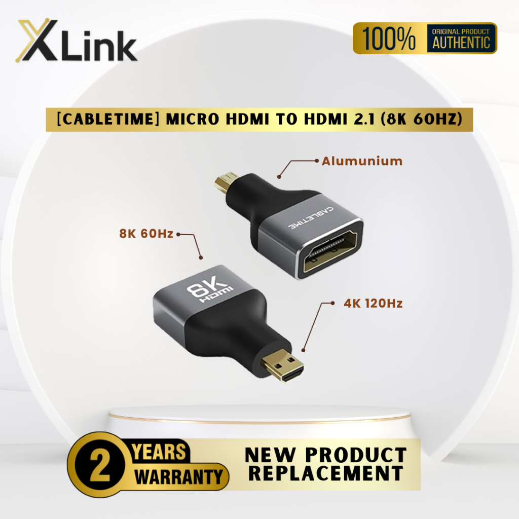 Jual Adapter HDMI to HDMI Mini Type C & Micro HDMI Type D Cabletime 8K ...