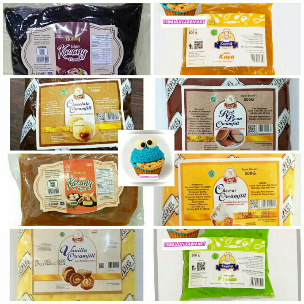 Jual CREAMFILL 500G (EDNA/ DONNY) (Selai/ Krim Isian Roti/ Vla ...
