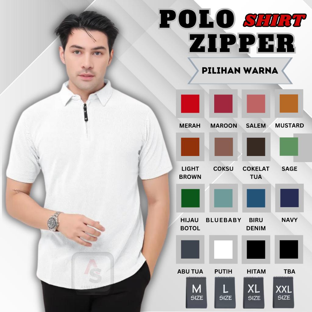 Jual Kaos Polo Shirt Zipper Lengan Pendek Pria Dewasa M L XL XXL Jumbo ...