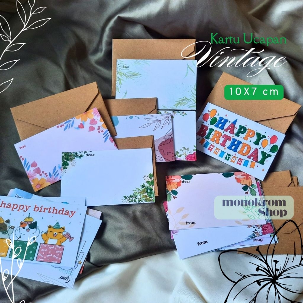 Jual Kartu Ucapan + Amplop Vintage - Greeting Card Gift Ukuran Mini ...