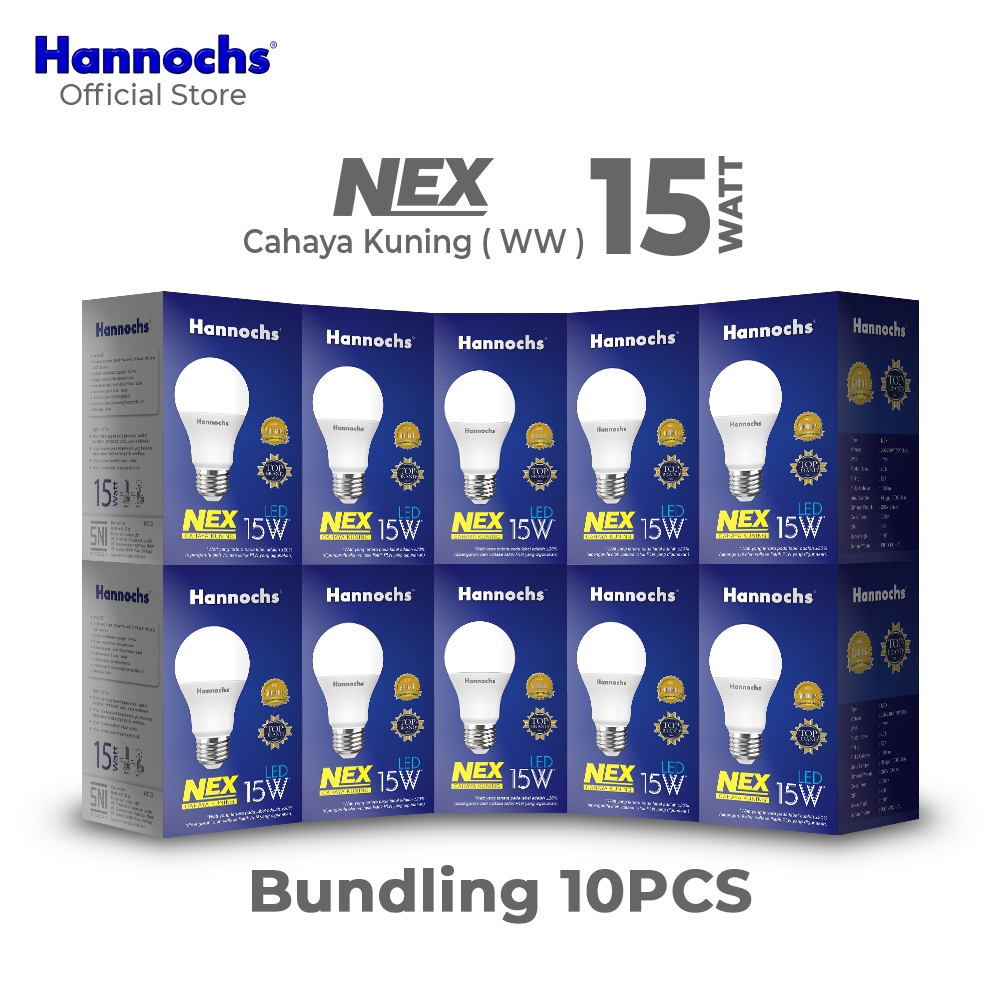 Jual Hannochs Lampu Bohlam LED NEX 15W Cahaya Kuning Paket isi 10pcs ...