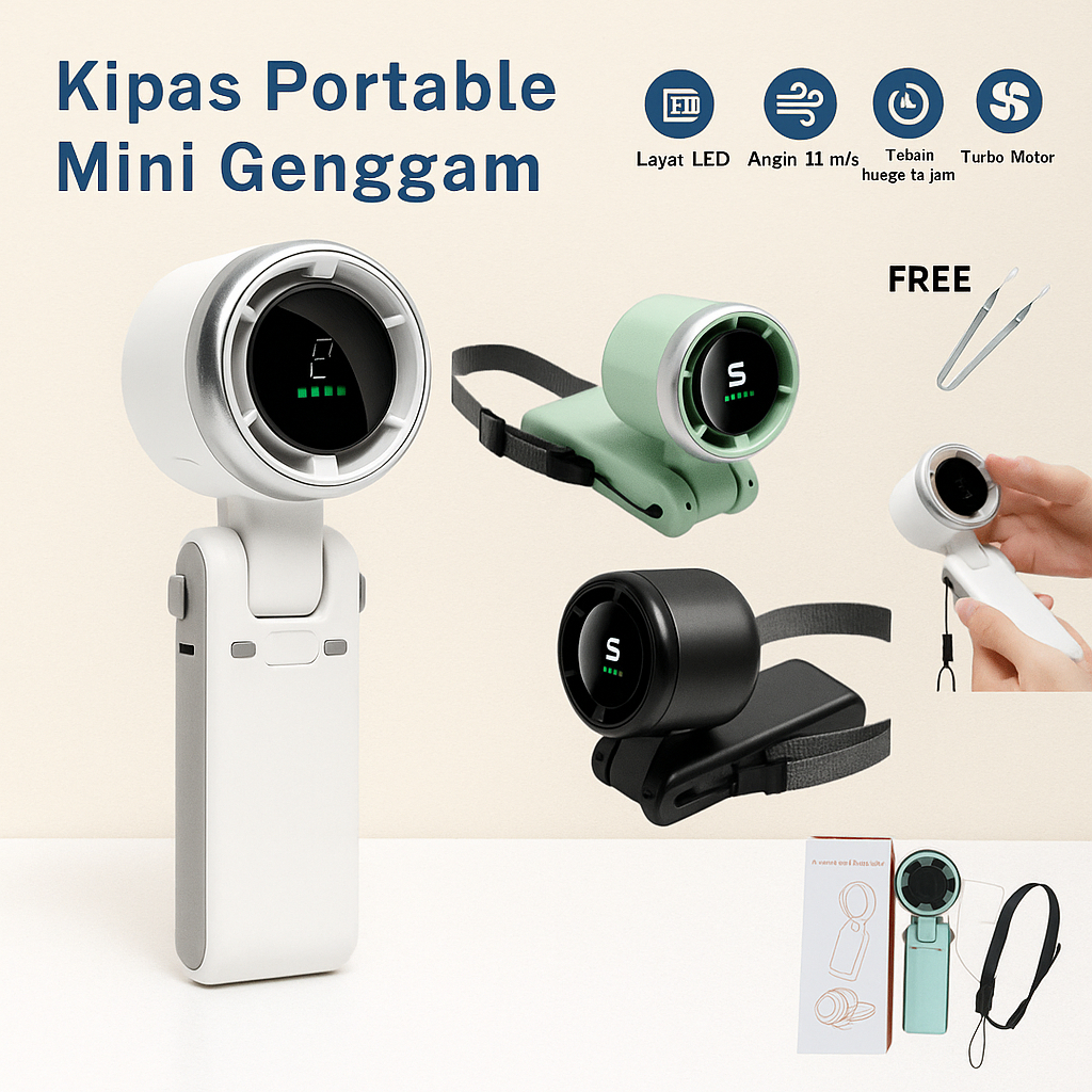 Jual Kipas Mini Turbo 5 Kecepatan / Kipas Mini Tangan Portable Bisa ...