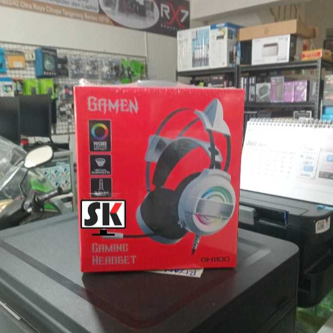 Jual HEADSET GAMING GAMEN GH1100 PUTIH RGB WITH CAT EAR ( KUPING KUCING ...