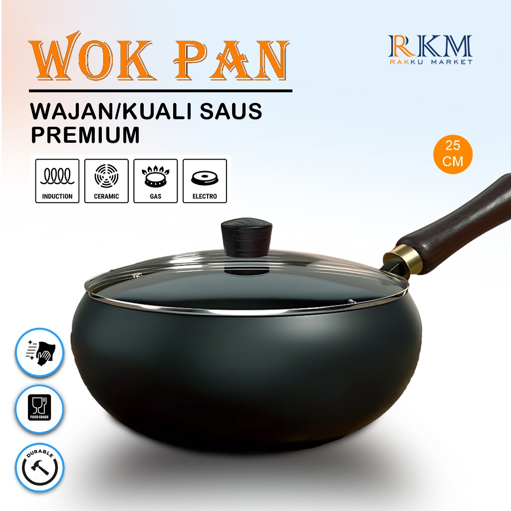 Jual (RKM) Cast Iron Wok Pan Panci Baja /Wajan Anti Lengket Includ ...
