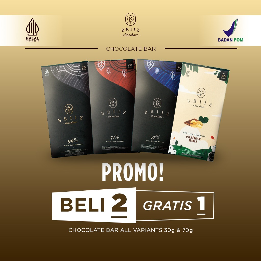 Jual BRIIZ - Chocolate Bar Single Original 71% | Dark 100% Cocoa Butter ...