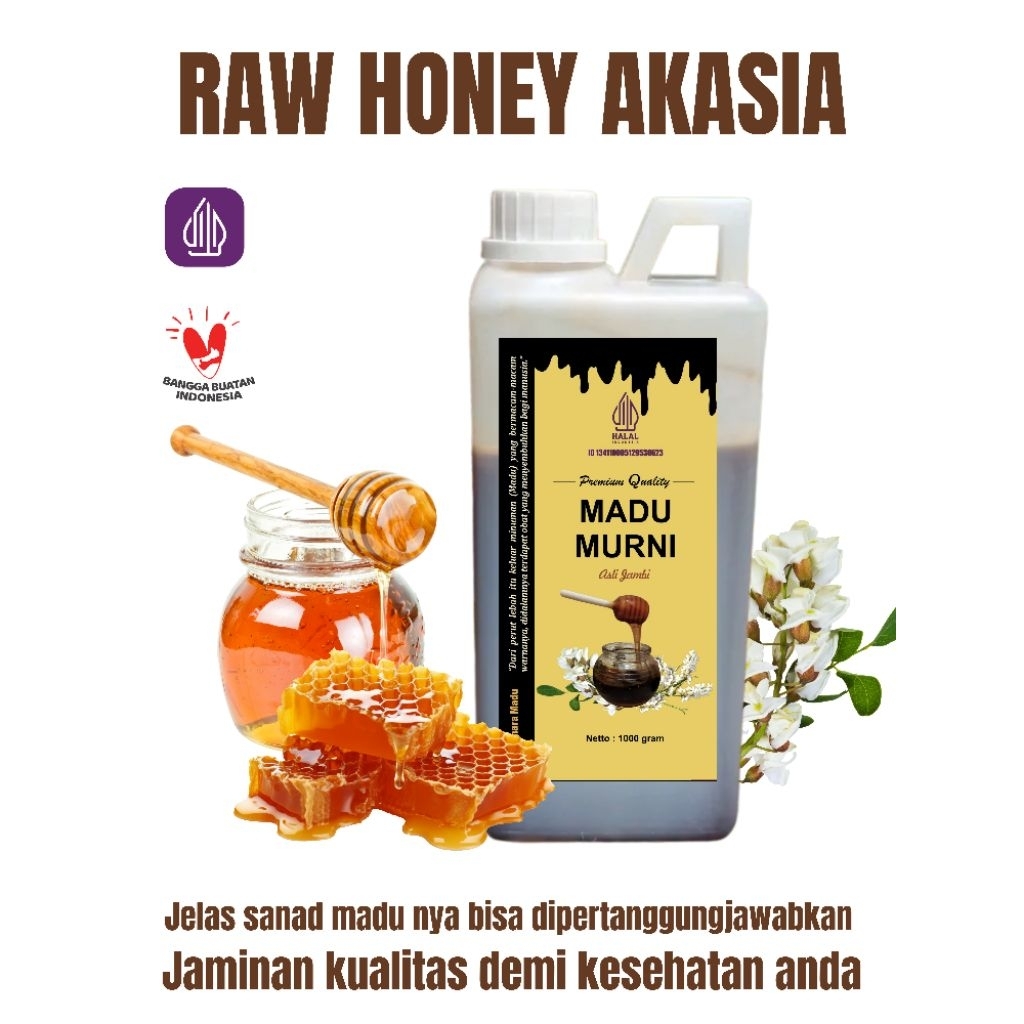 Jual 1kg Madu Akasia murni Asli bergaransi / Madu murni kiloan / Raw ...