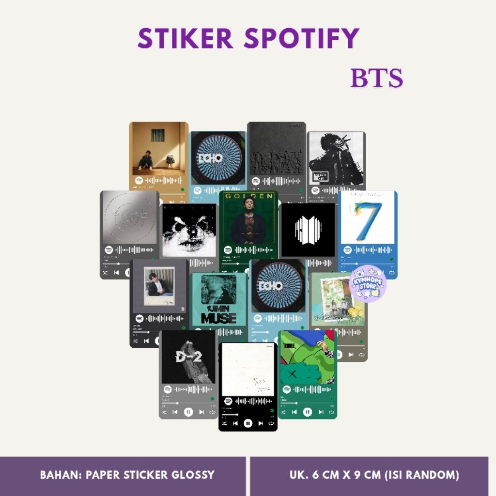 Jual Stiker Spotify BTS Custom Member Fanmade & Lagu Random - Cocok ...