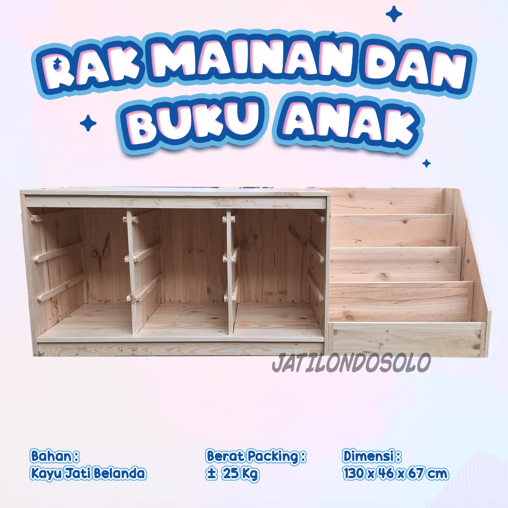 Jual Rak Mainan dan Rak Buku Anak Montessori Kayu Jati Belanda | Shopee ...