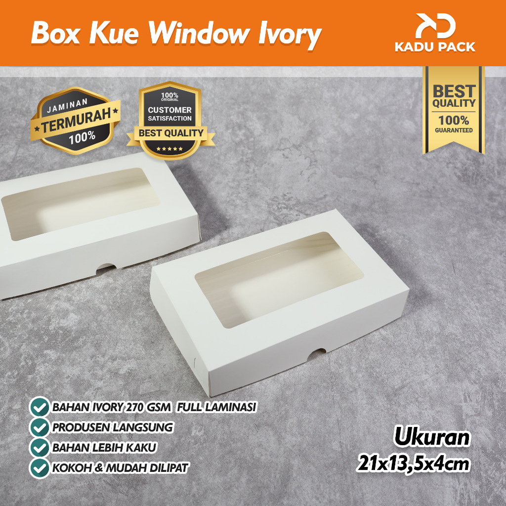 Jual Box Dus Kue 21x13,5x4,3 cm / Donat Mini / Ivory 270 GSM / Laminasi ...