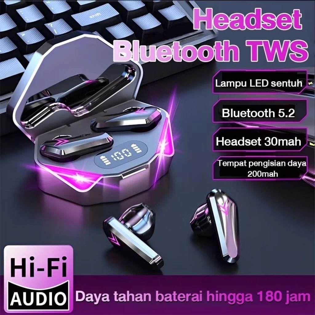 Jual Tws Gaming Headset Bluetooth Gaming TWS X15 Bluetooth V5.3 LED ...