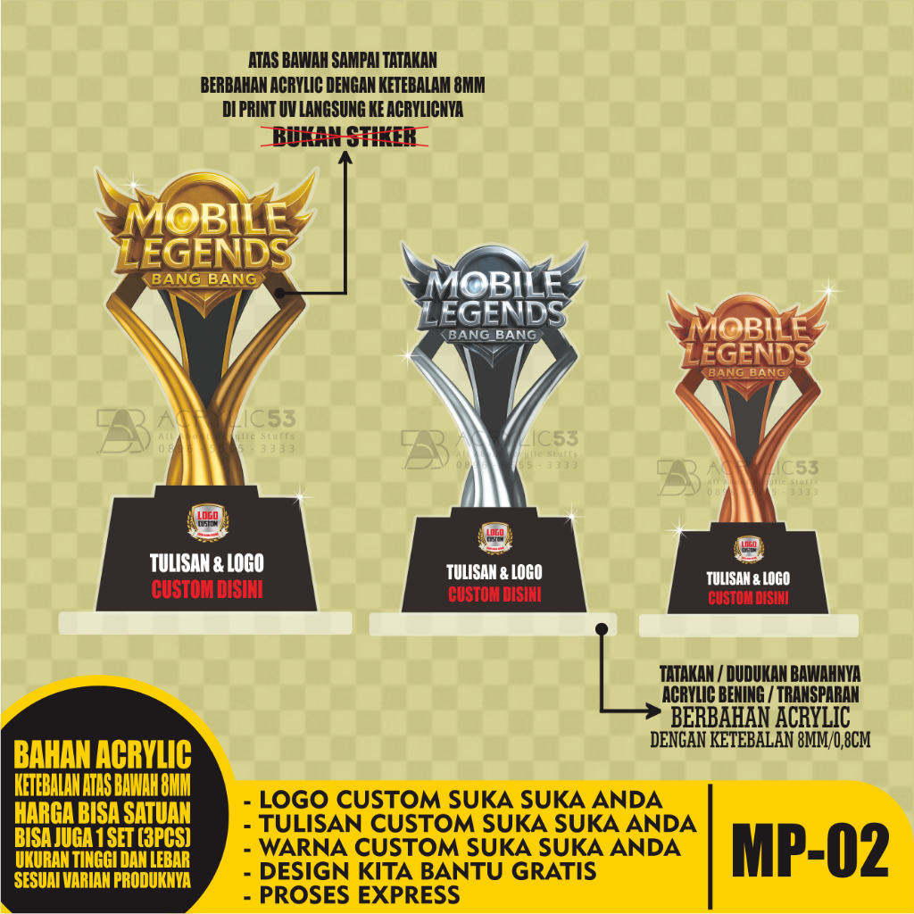Jual Piala Mobile Legends, Tropy Mobile Legends, Trophy Mobile Legends ...