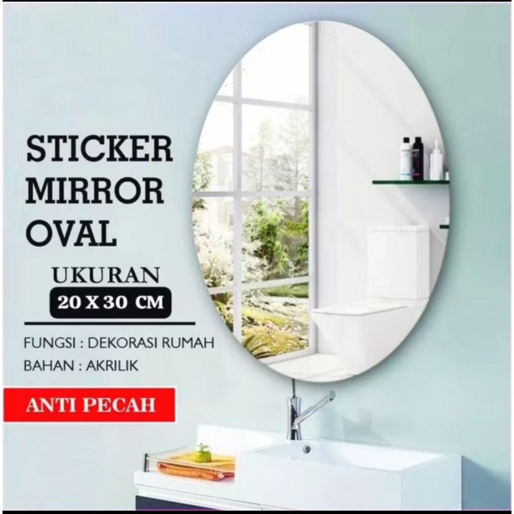 Jual Stiker Kaca Cermin Oval Wallpaper Tempel Dinding Rumah Kamar Mandi ...