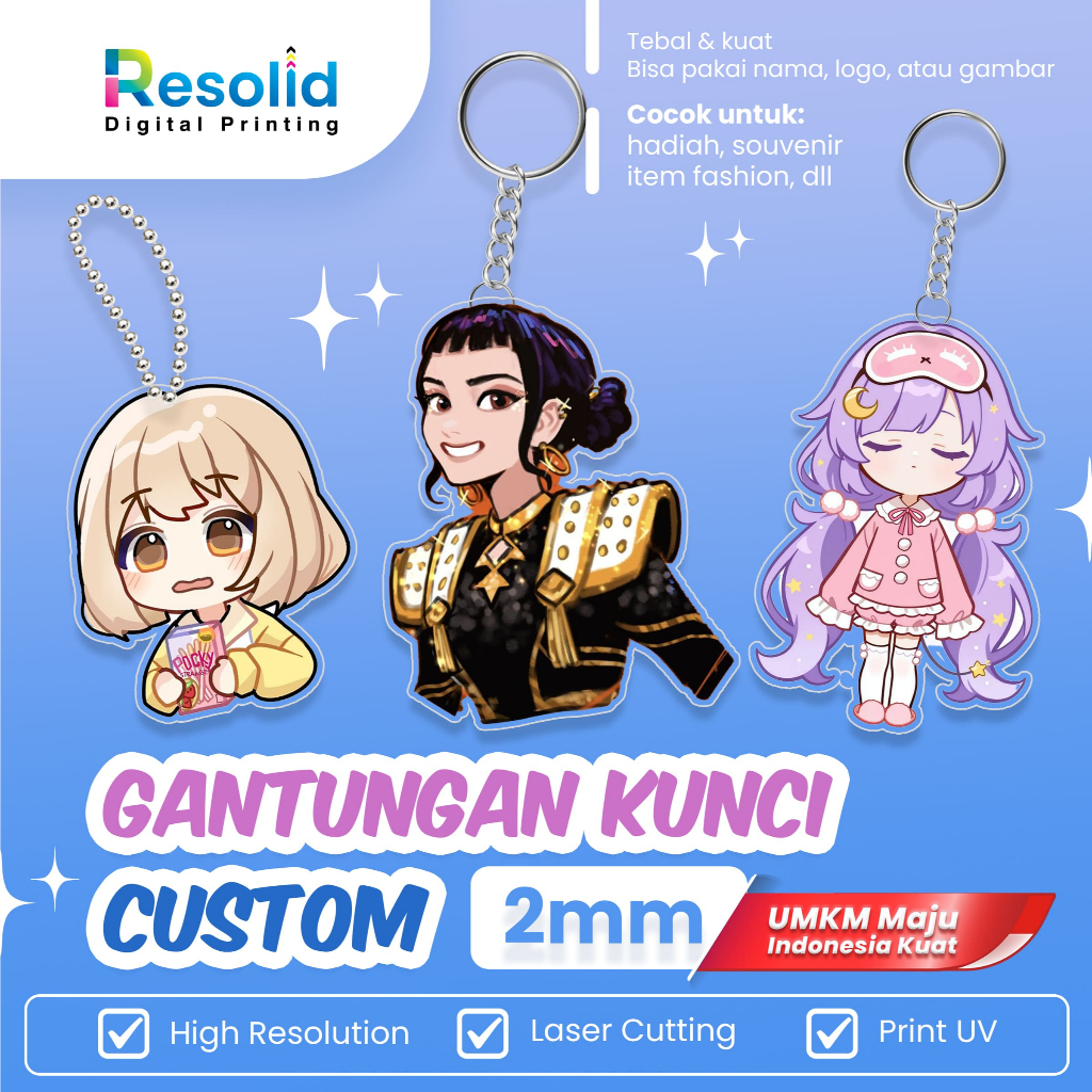 Jual PREMIUM GANTUNGAN KUNCI / KEY CHAIN BAHAN AKRILIK CUSTOM 2 SISI ...