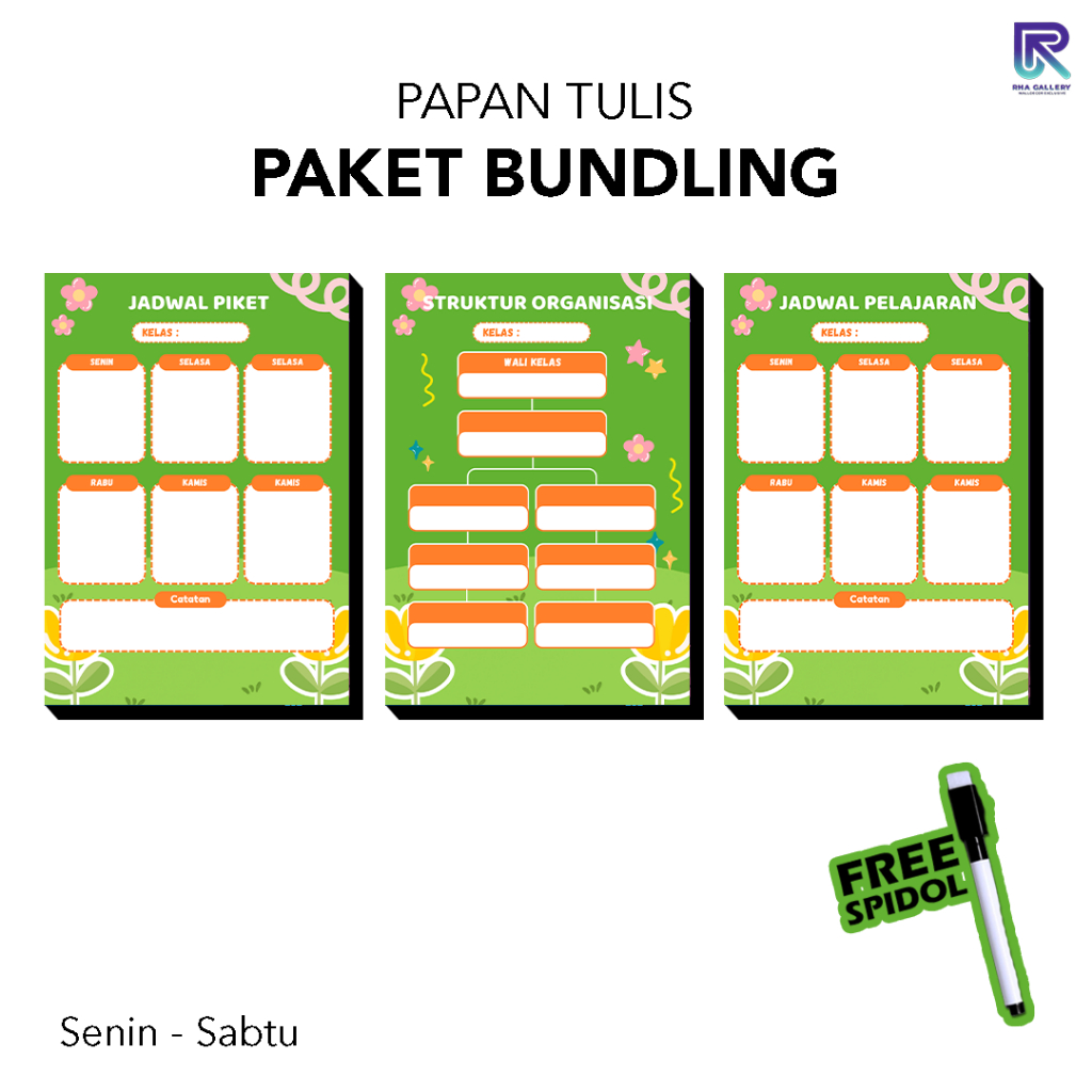 Jual RHA GALLERY Papan Tulis 3in1 Tema Alam Ceria Jadwal Piket Absensi ...
