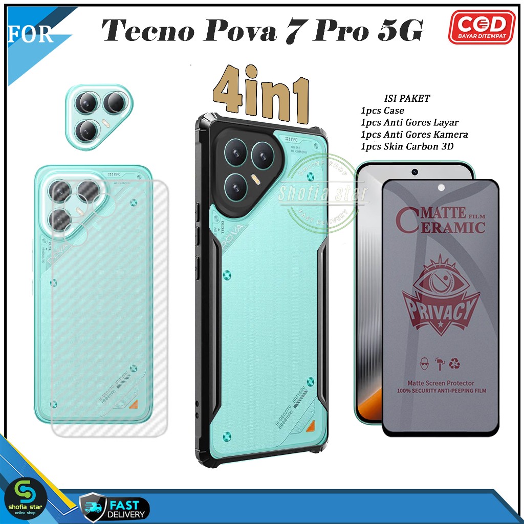 Jual Paket 4in1 Case Tecno Pova 7 4G 5 5 Pro Pova 4 Pova 4 Pro Pova Neo 2 Pova neo 3 Softcase ...