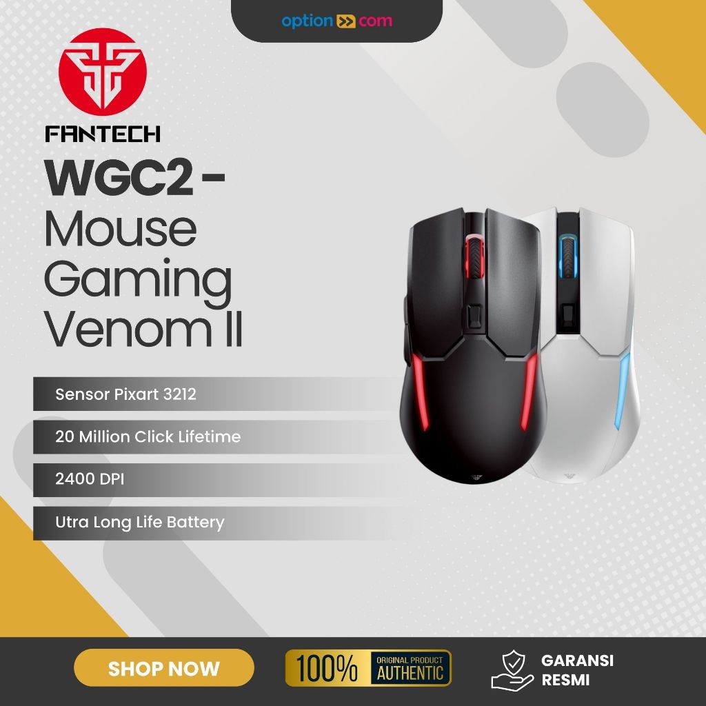 Jual Fantech WGC2 Venom II Wireless Mouse Dual Power Mode Rechargeable ...