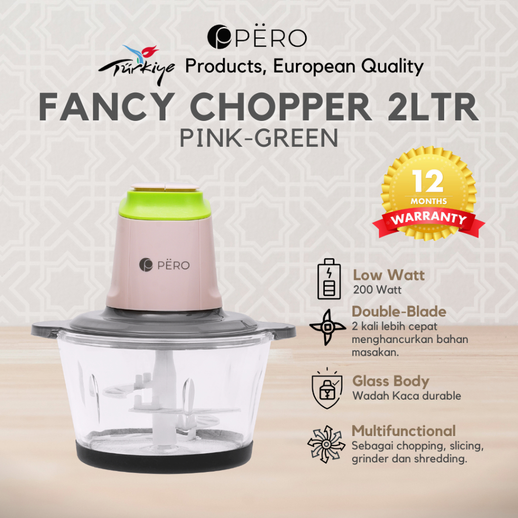 Jual [Promo Best Deal] Pero Glass Fancy Chopper 2 Liter / Food ...