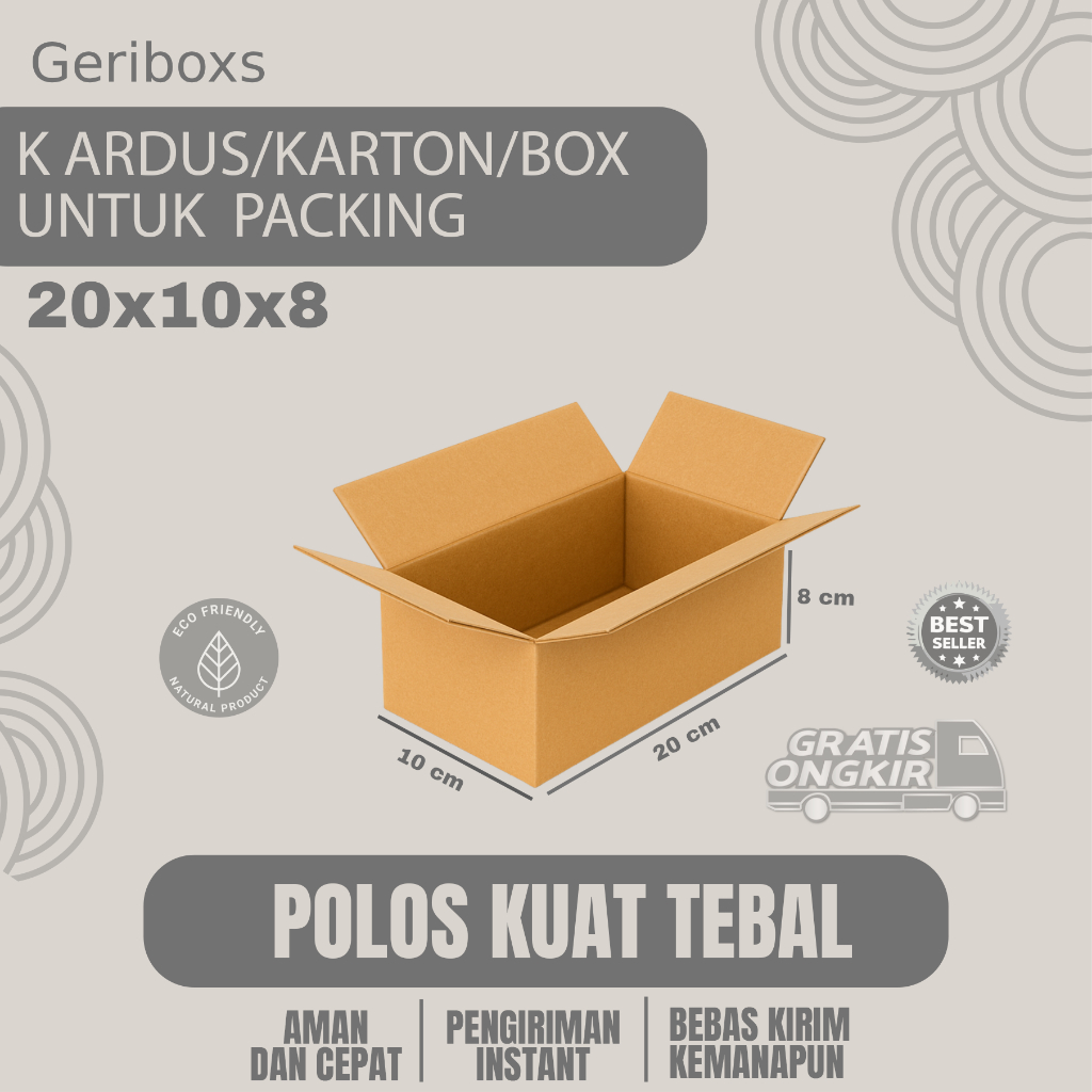 Jual KARTON BOX UKURAN 20X10X8 KARDUS PACKING TERMURAH KARDUS ...