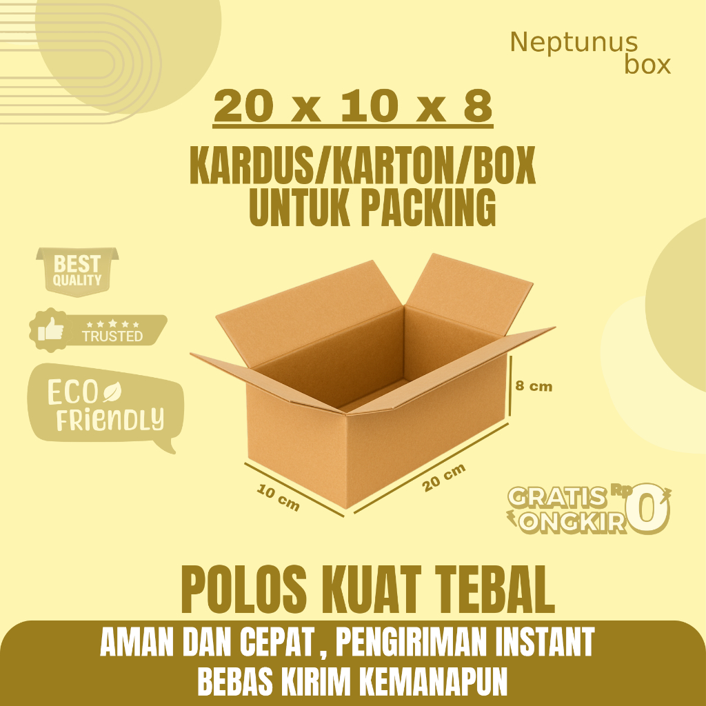 Jual Kardus Packing Ukuran 20x10x8 Polos Box Cogurated tebal kuat ...