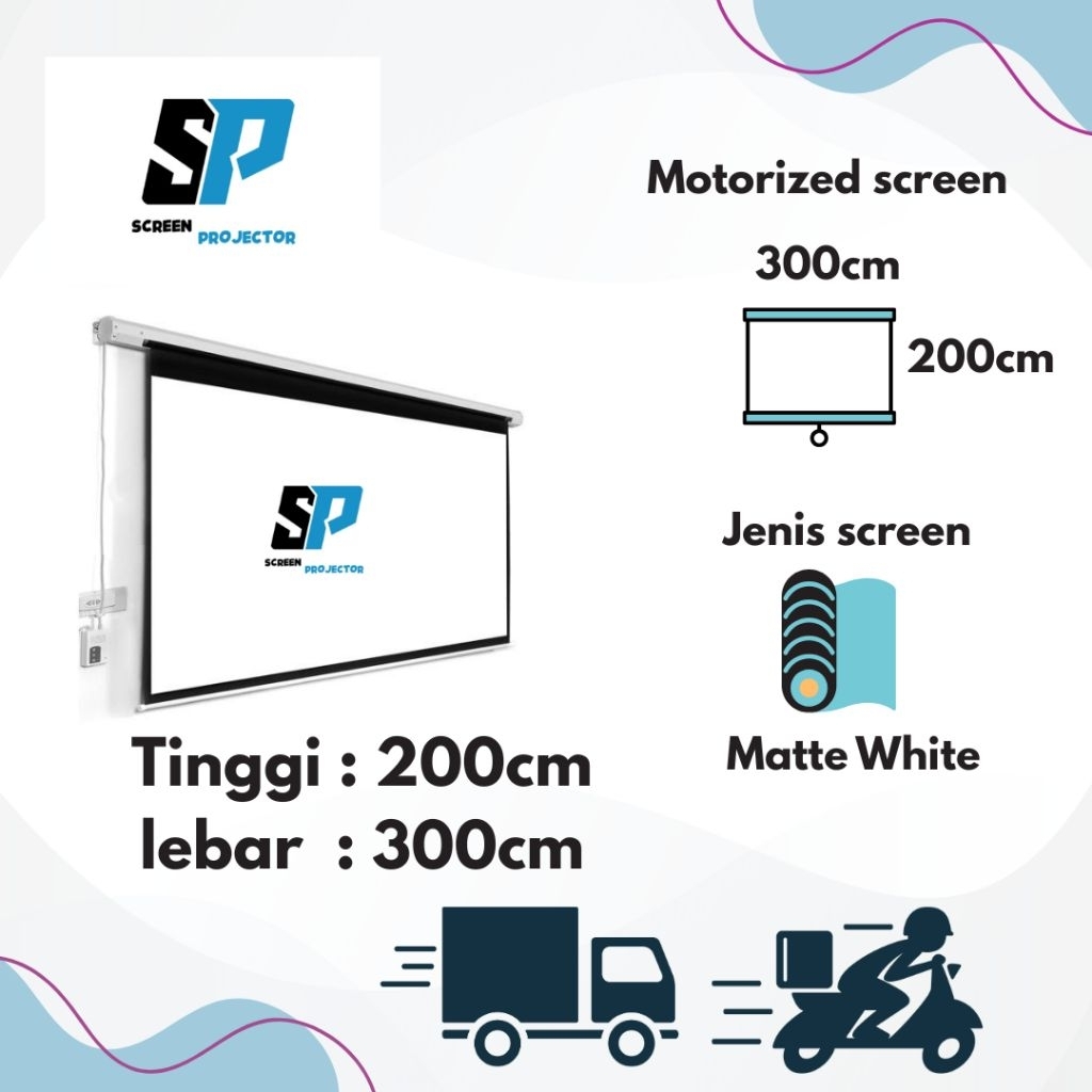 Jual layar Proyektor Motorized 300cm X 200cm - Screen Projector ...