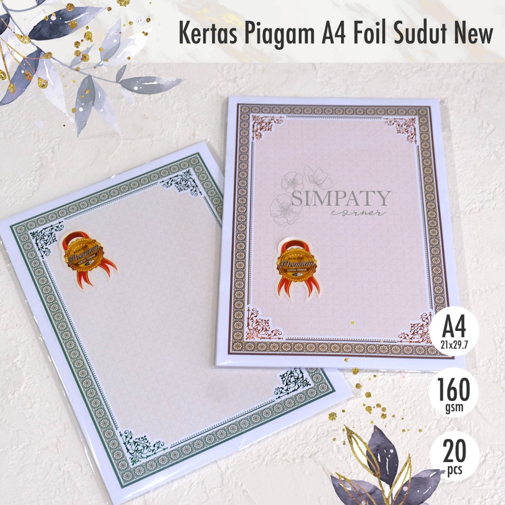 Jual BARU ISI 20 Kertas Blanko Piagam A4 Simpaty foil sudut | Shopee Indonesia