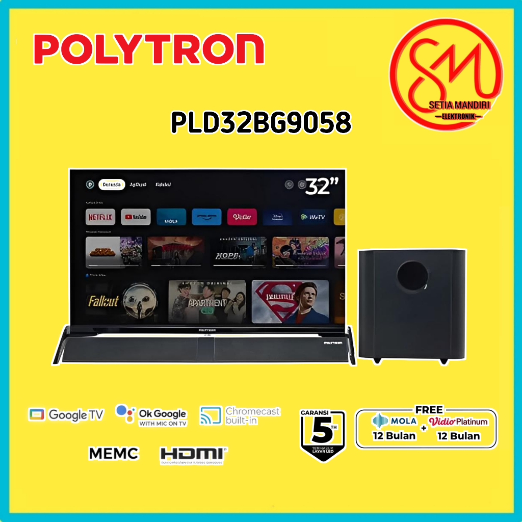 Jual POLYTRON Smart Google TV LED 32 Inch HD Soundbar Tower Speaker - 32TG9055 32BG9058 32RG5059 ...