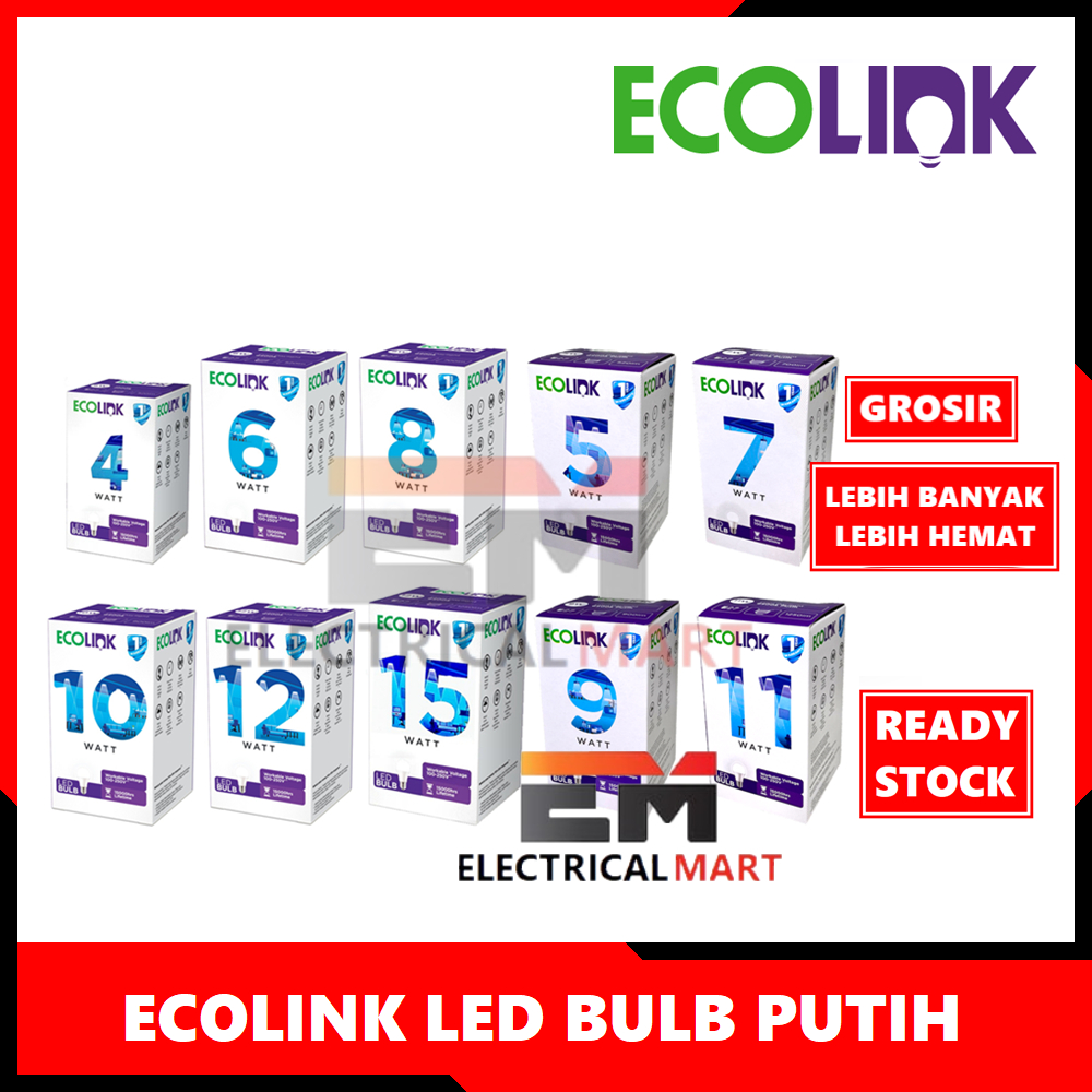 Jual (GROSIR) ECOLINK Lampu Bulb LED 4W 5W 6W 7W 8W 9W 10W 11W 12W 15W ...